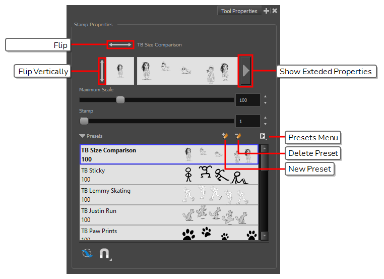 Harmony 21 Essentials Documentation: Stamp Tool Properties