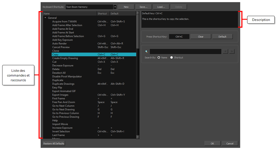 Harmony 20 Essentials Documentation: About Keyboard Shortcuts