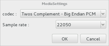 OpenQuickTime Sound Options Dialog Box (GNU/Linux)