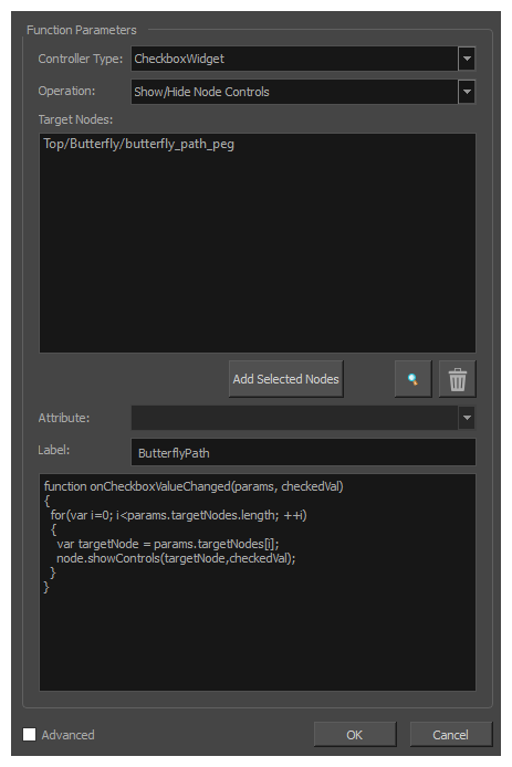 Harmony 20 Premium Documentation: Function Wizard Example 2: Showing and Hiding Node Controls ...