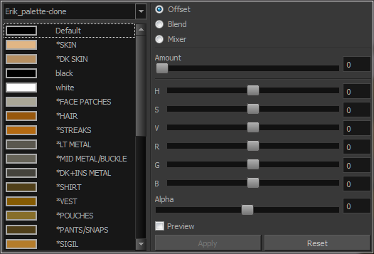 Harmony 21 Advanced Documentation: Tinting a Palette's Colour Swatches