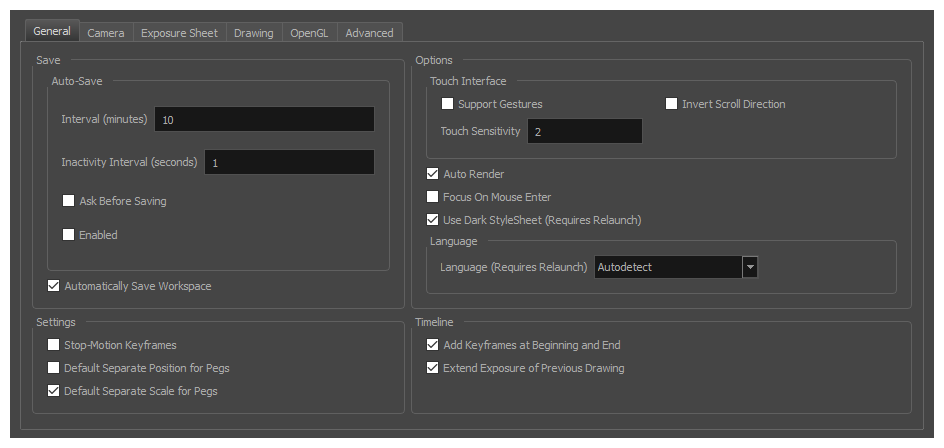 Harmony 21 Essentials Documentation: General Preferences