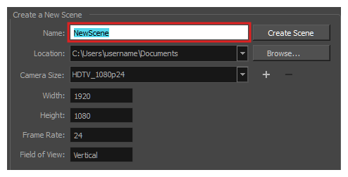 Harmony 21 Essentials Documentation: Creating a Scene