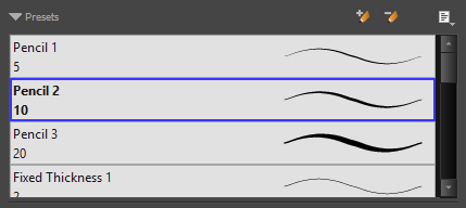 Harmony 21 Paint Documentation: Selecting a Pencil Preset