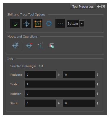 Harmony 21 Paint Documentation: Shift and Trace Tool Properties