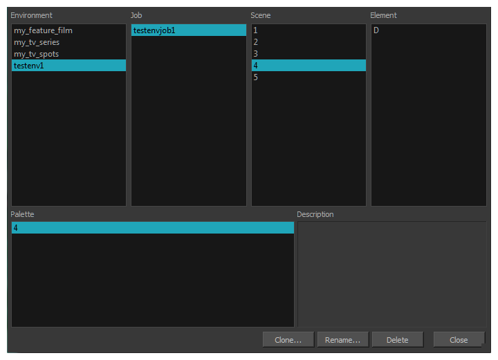 Harmony 21 Paint Documentation: Cloning a Palette in the Palette Operations Dialog Box