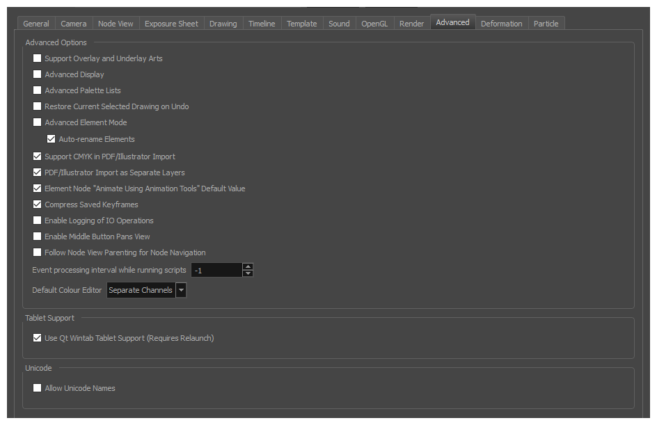Harmony 21 Premium Documentation: Advanced Preferences