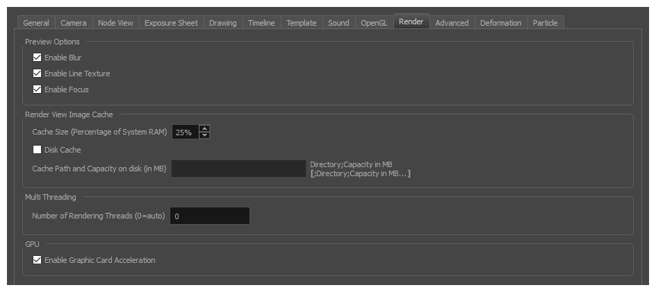 Harmony 21 Premium Documentation: Render Preferences