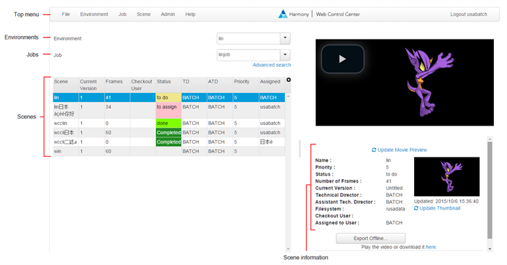 Harmony 21 WebCC Documentation: About the WebCC User Interface