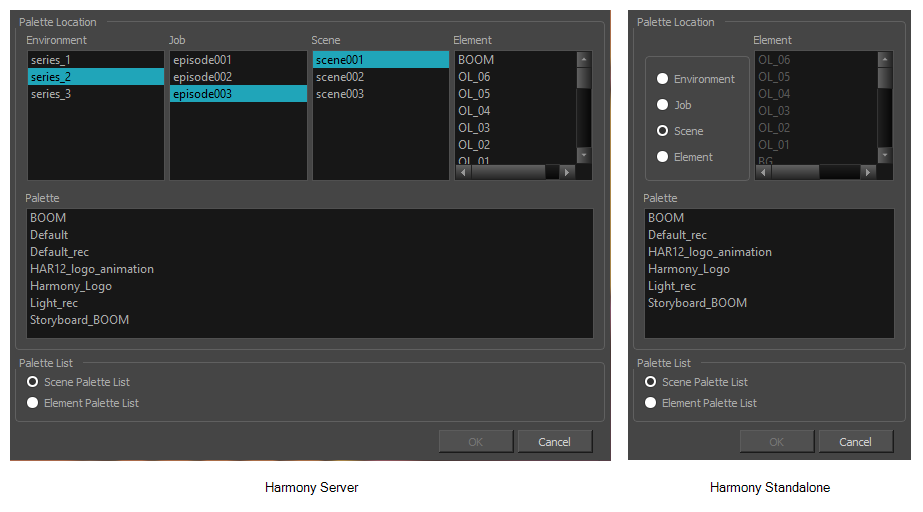 Harmony 22 Advanced Documentation: Linking a Colour Palette