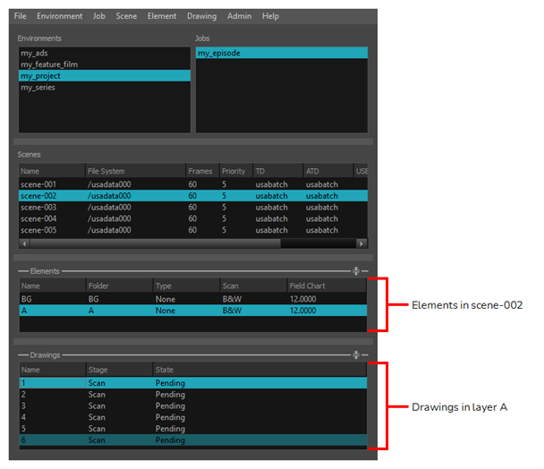 Harmony 22 Control Center Documentation: About Elements and Drawings in Control Center
