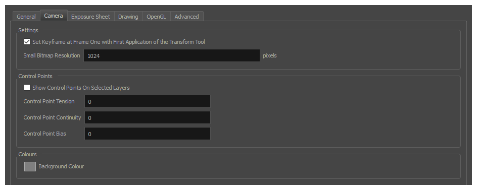 Harmony 22 Essentials Documentation: Camera Preferences