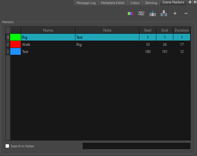 Harmony 22 Essentials Documentation: Scene Marker View & Marker List