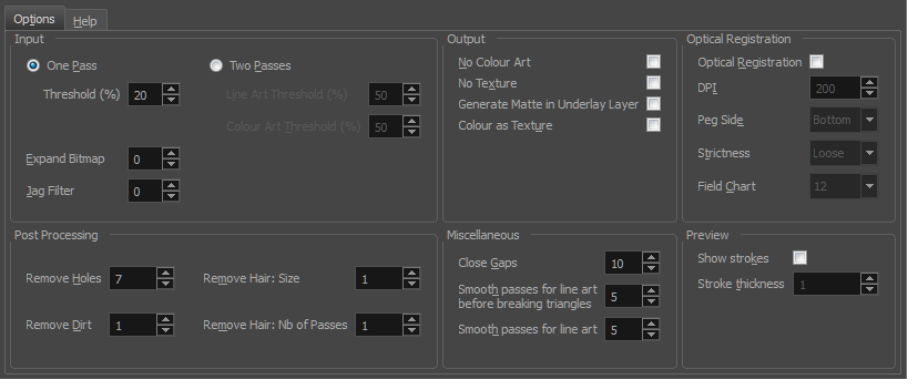 Harmony 22 Essentials Documentation: Vectorization Parameters Dialog Box