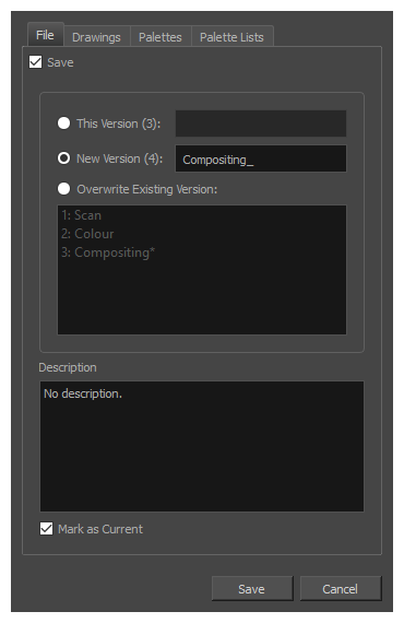 Harmony 22 Paint Documentation: Advanced Save Dialog Box