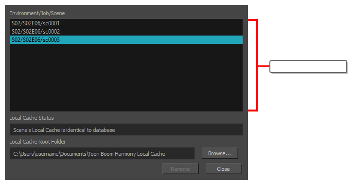 Harmony 25 Advanced Documentation: Manage Local Cache Dialog Box