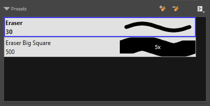 Harmony 25 Essentials Documentation: Selecting an Eraser Preset