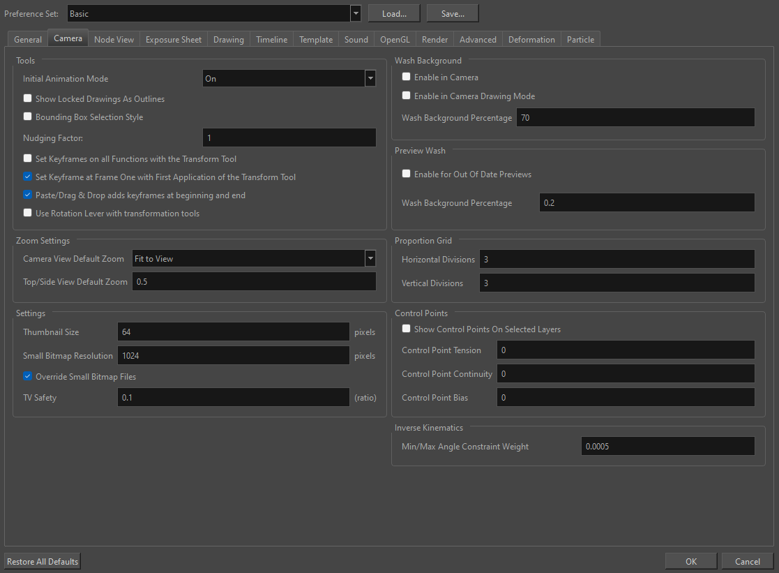 Harmony 25 Premium Documentation: Camera Preferences