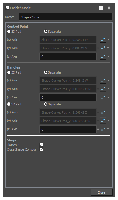 Harmony 25 Premium Documentation: Shape Curve Node