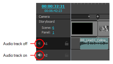 Storyboard Pro 22 Online Help: Muting Audio Tracks