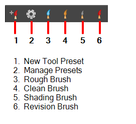 Storyboard Pro 22 Online Help: Tool Presets Toolbar
