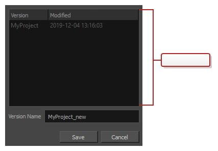 Storyboard Pro 25 Online Help: Save Version Dialog Box