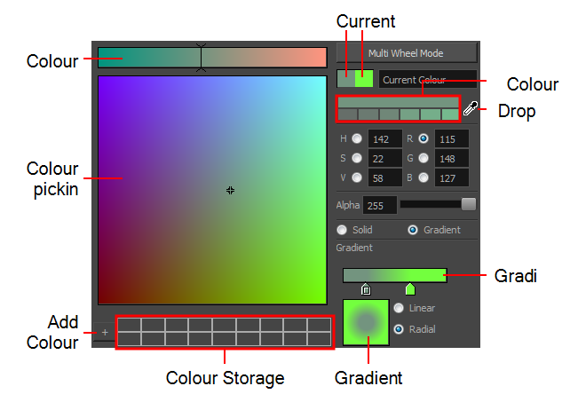 Storyboard Pro 25 Online Help: Colour Picker Window