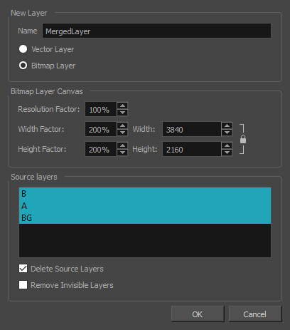 Storyboard Pro 25 Online Help: Merge Layers Dialog Box